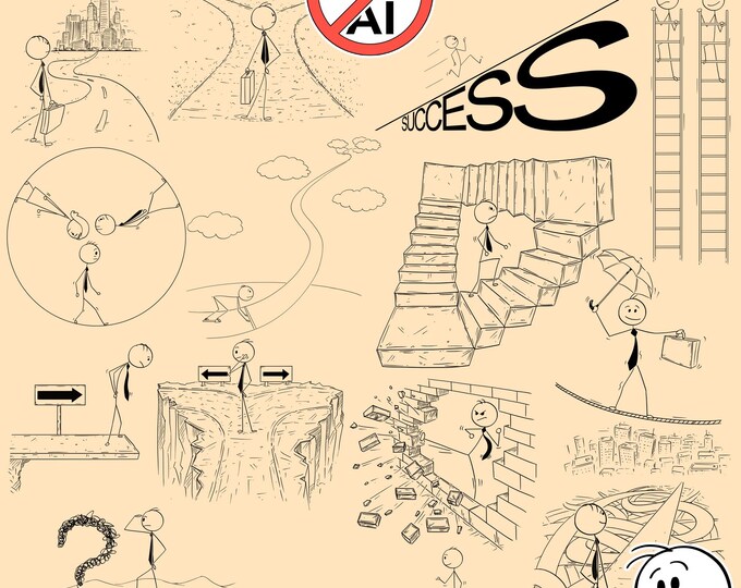 Stick Figure Stickman Man Digging a Hole Finding Searching Found ...