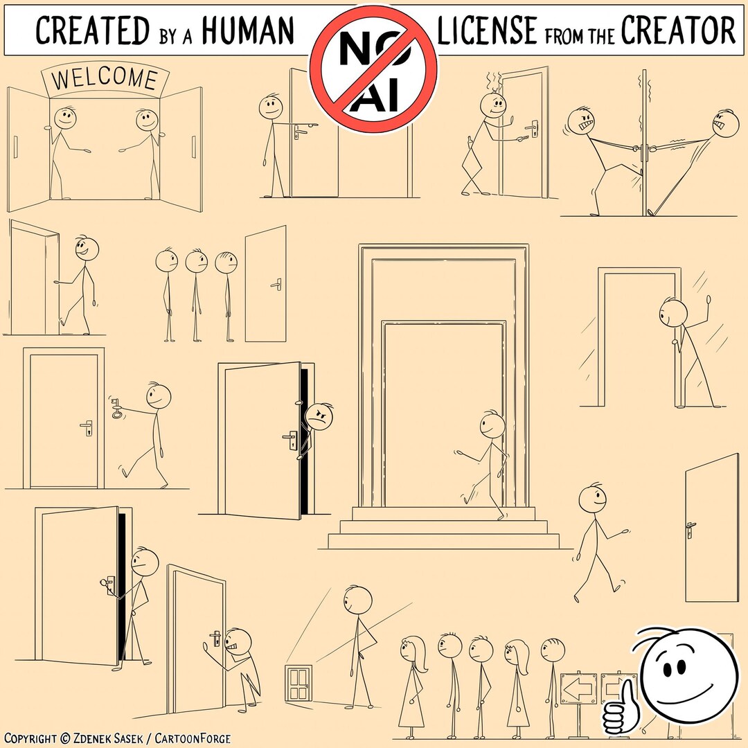 Stickman Door Clipart 2: Stick Figure Entrance or Exit, Vector Graphics ...