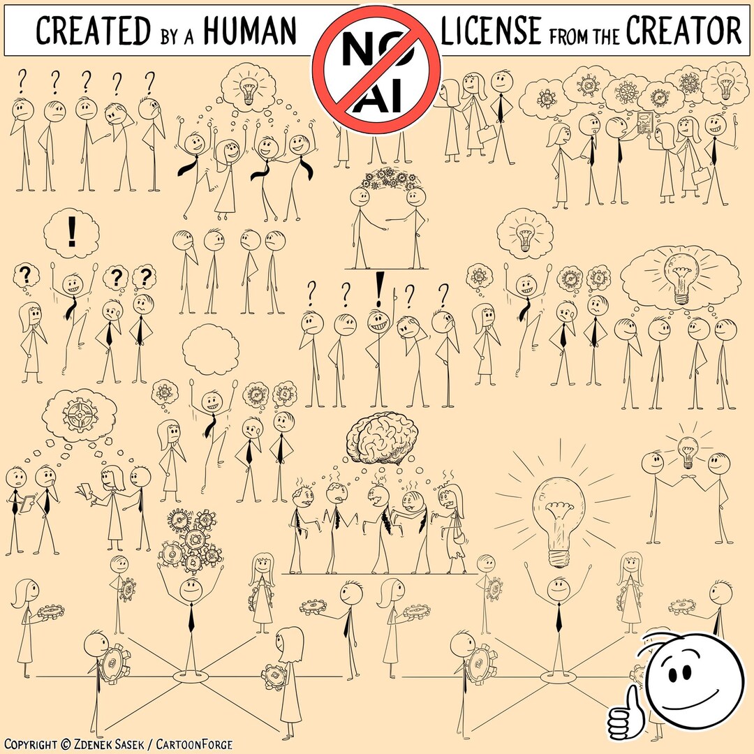Brainstorming Stick Figure Clipart: Business Team (svg, Eps, Png, Jpg ...