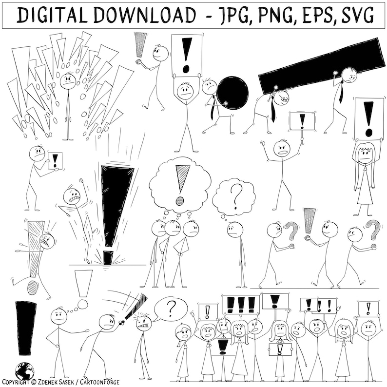 Stick Figure Exlamation Mark: Punctuation, Strong Feelings, Opinion or ...