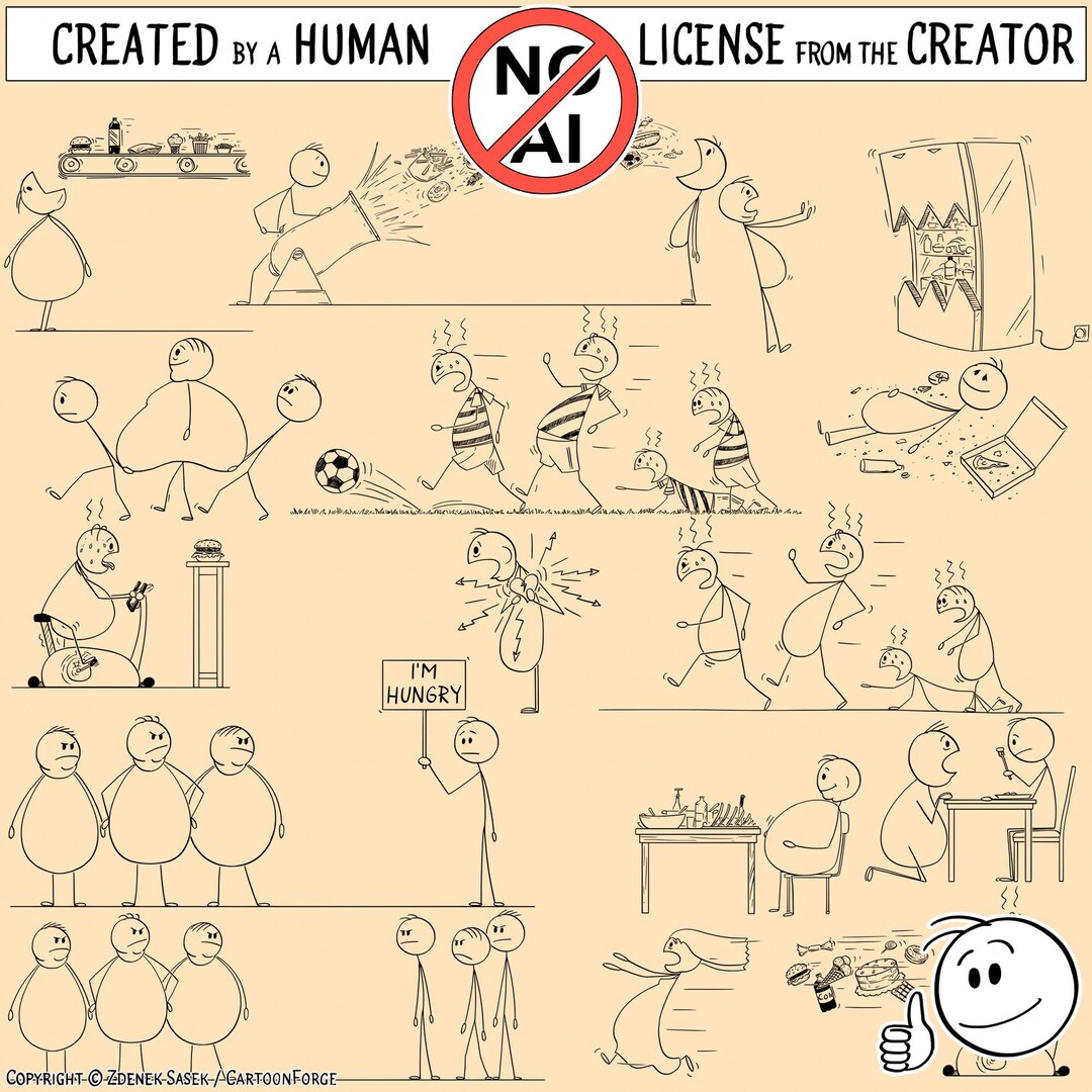 Fat Stick Figure SVG Set: Obese Stickman Characters (digital Download ...