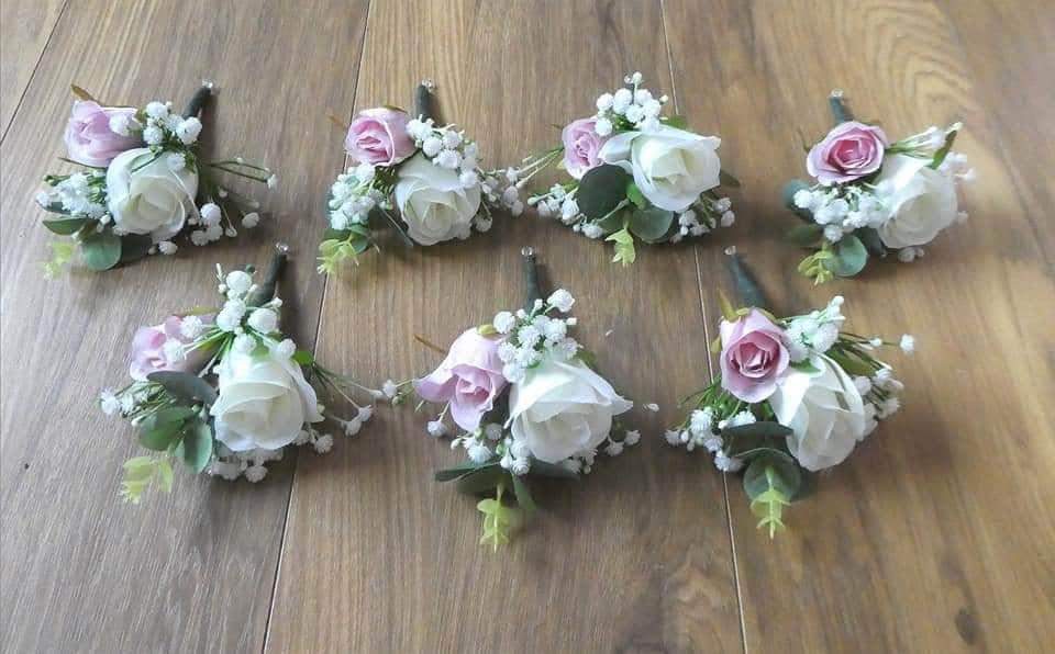 Dusky Pink Buttonhole Corsage Wedding Flowers Artificial Roses - Etsy UK