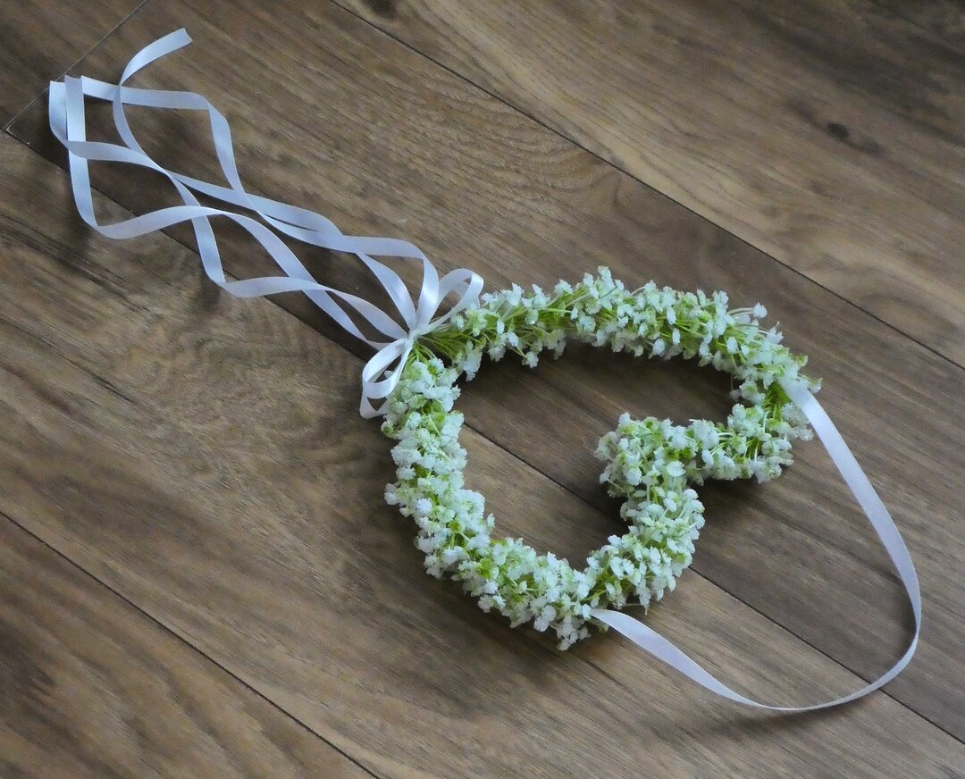 Gypsophila Flower Girl Heart Pomander Wedding Bride Handmade Artificial ...