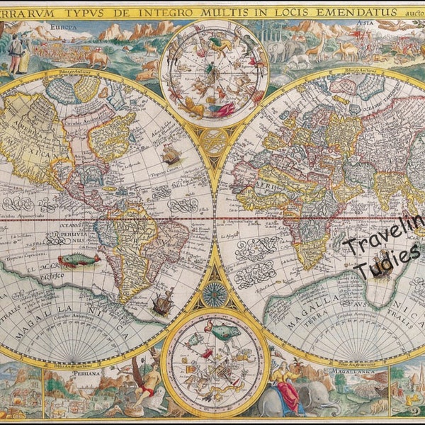 Antique World Map Case - Etsy