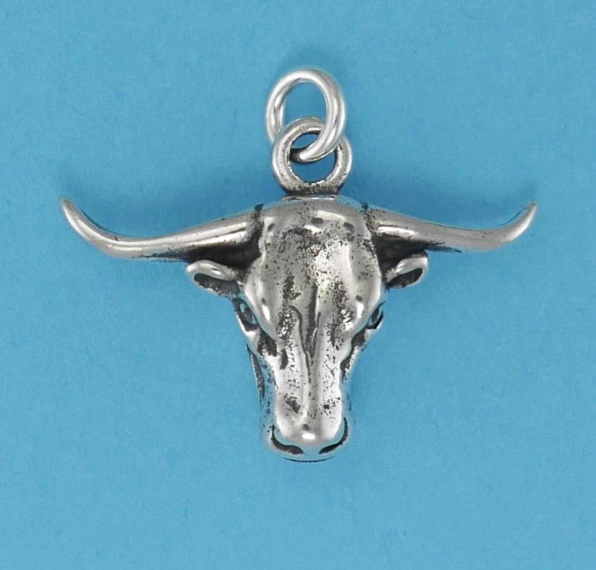 Texas Longhorn Head Hook 'em Horns Sterling Silver Charm Bracelet Charm ...