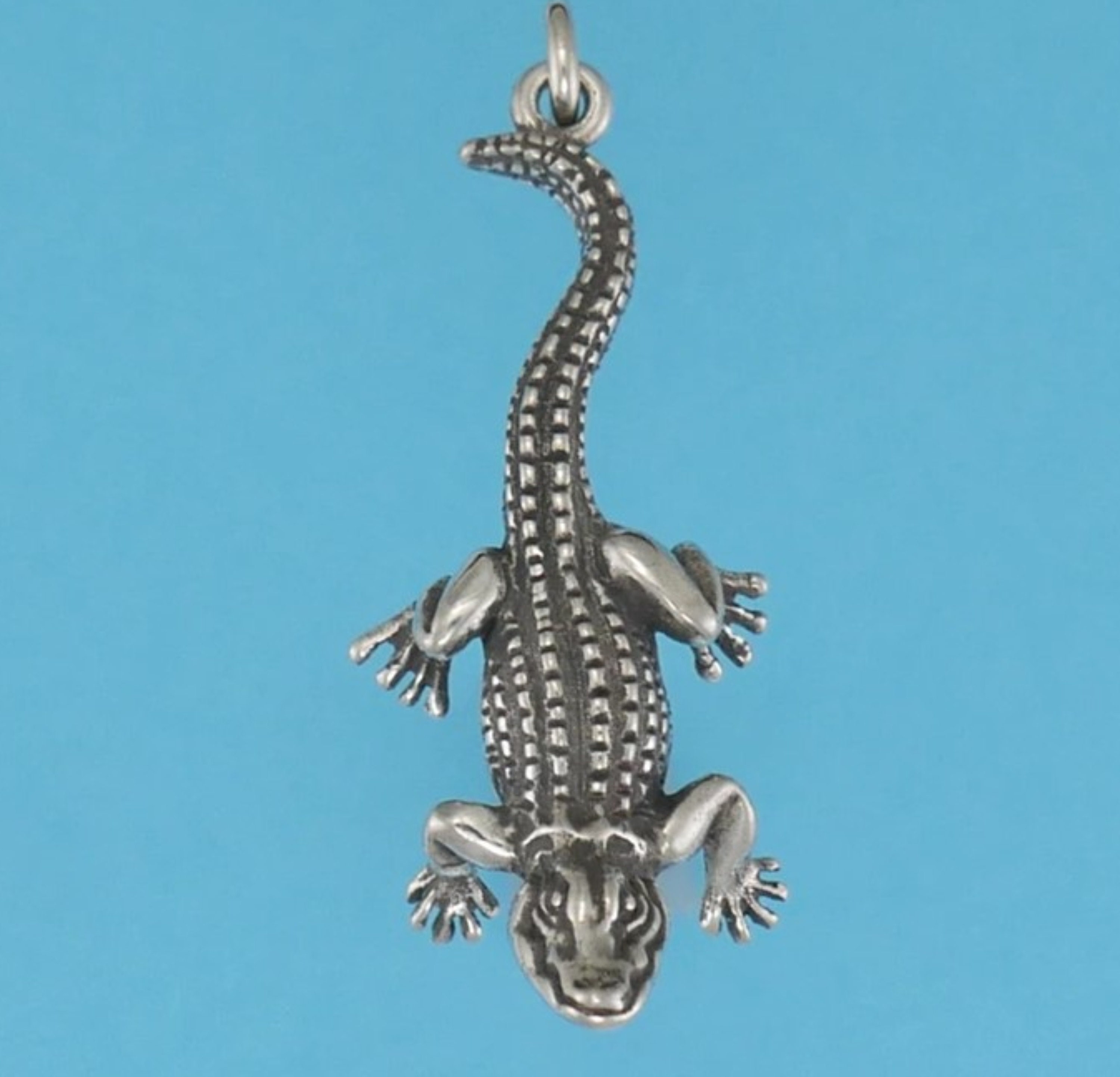 Sterling Silver Alligator Pendant - Etsy