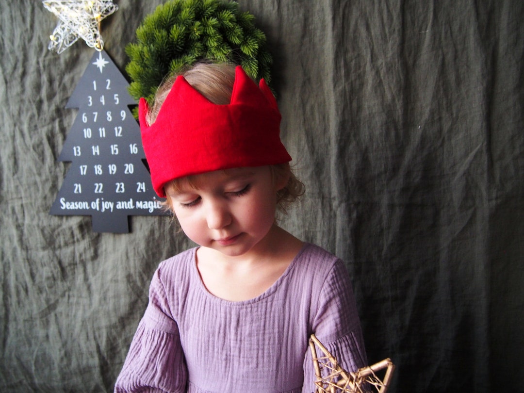 Red Linen Birthday Crown. Play Crown. Kids Crown for Holidays and ...