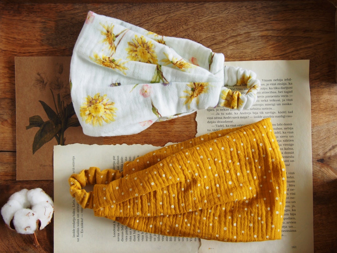 Set of 2 Muslin Summer Headscarf for Girl. Toddler Headwrap. Wide ...