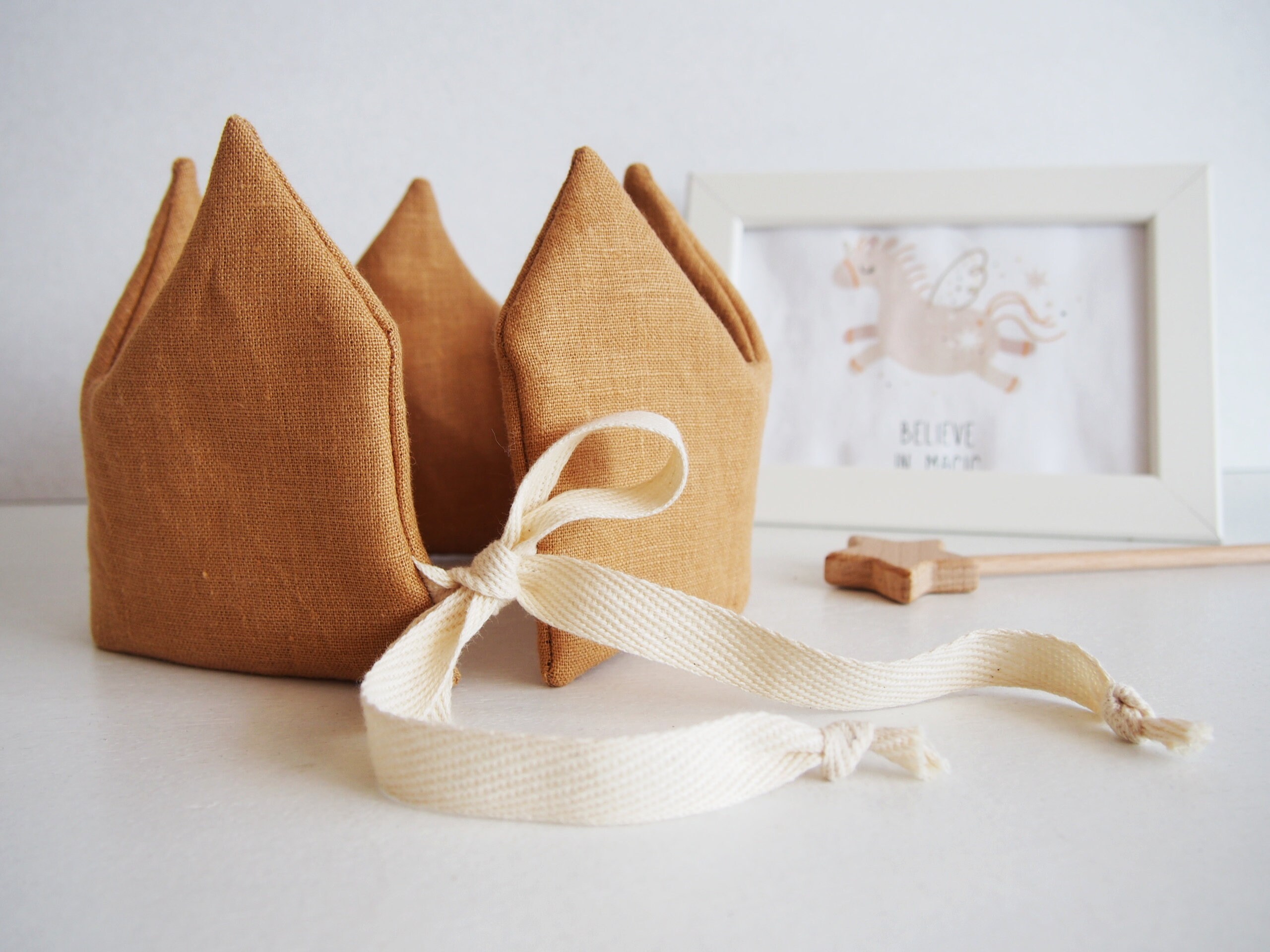 Brown Linen Birthday Crown. Play Crown. Kids Crown for - Etsy