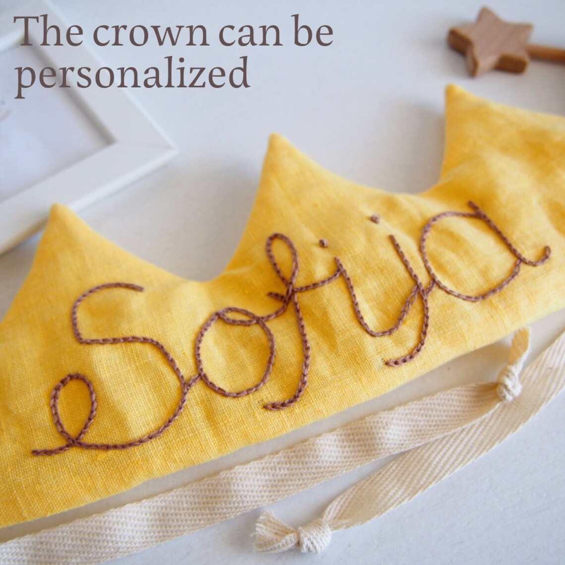 Brown Linen Birthday Crown. Play Crown. Kids Crown for - Etsy