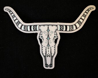 Animal Skull Vinyl Sticker Featuring Longhorn Cow - Etsy
