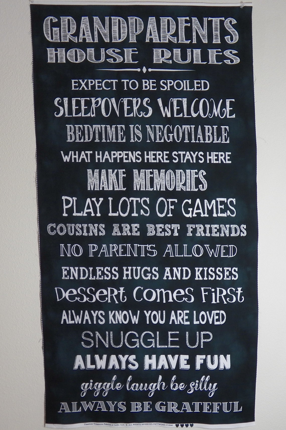 Grandparents House Rules Fabric Panel, Timeless Treasures Cotton - Etsy