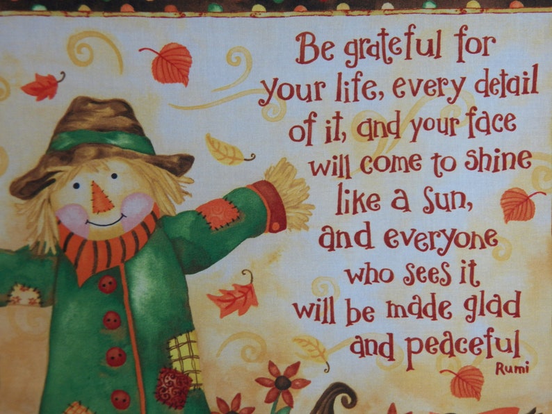Grateful Harvest Fabric Panel by Debi Hron Thanksgiving Wall - Etsy