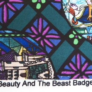 Beauty and the Beast Badges Fabric, Disney Princess Belle, Red Rose ...