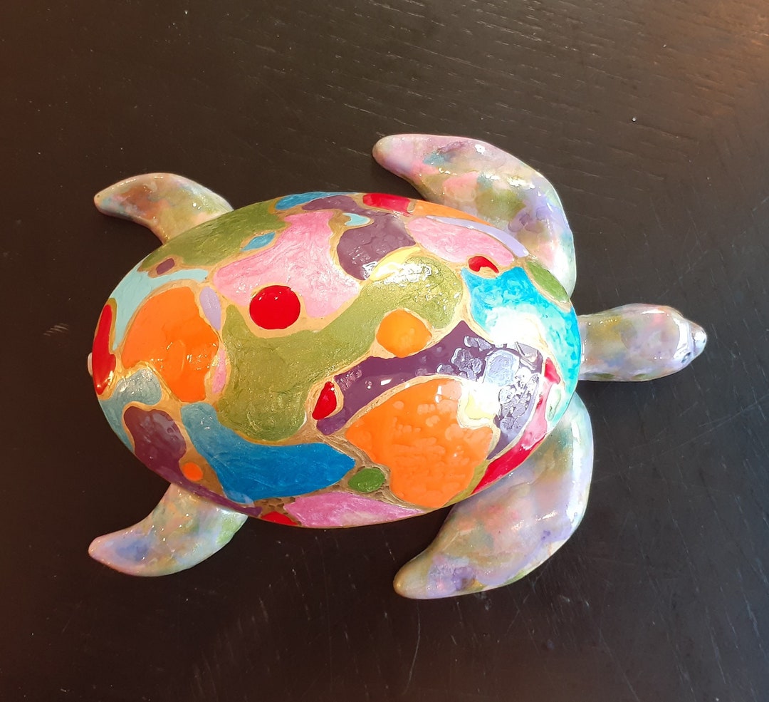 Cement Turtle Large Multi Colored - Etsy