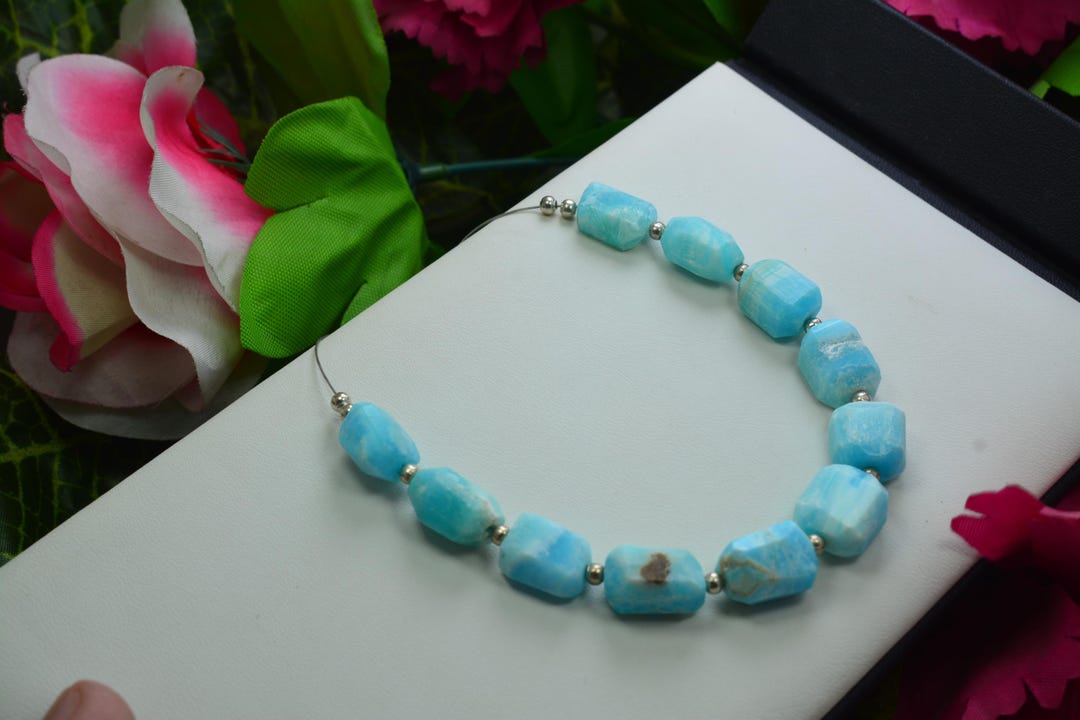 24 Grams Natural Blue Aragonite Drilled Beads Strand - Etsy