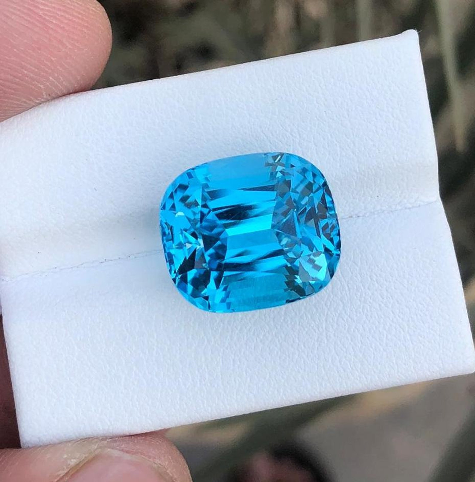 Swiss Blue Topaz Cushion Cut 19 Carats 15x13x10 MM - Etsy