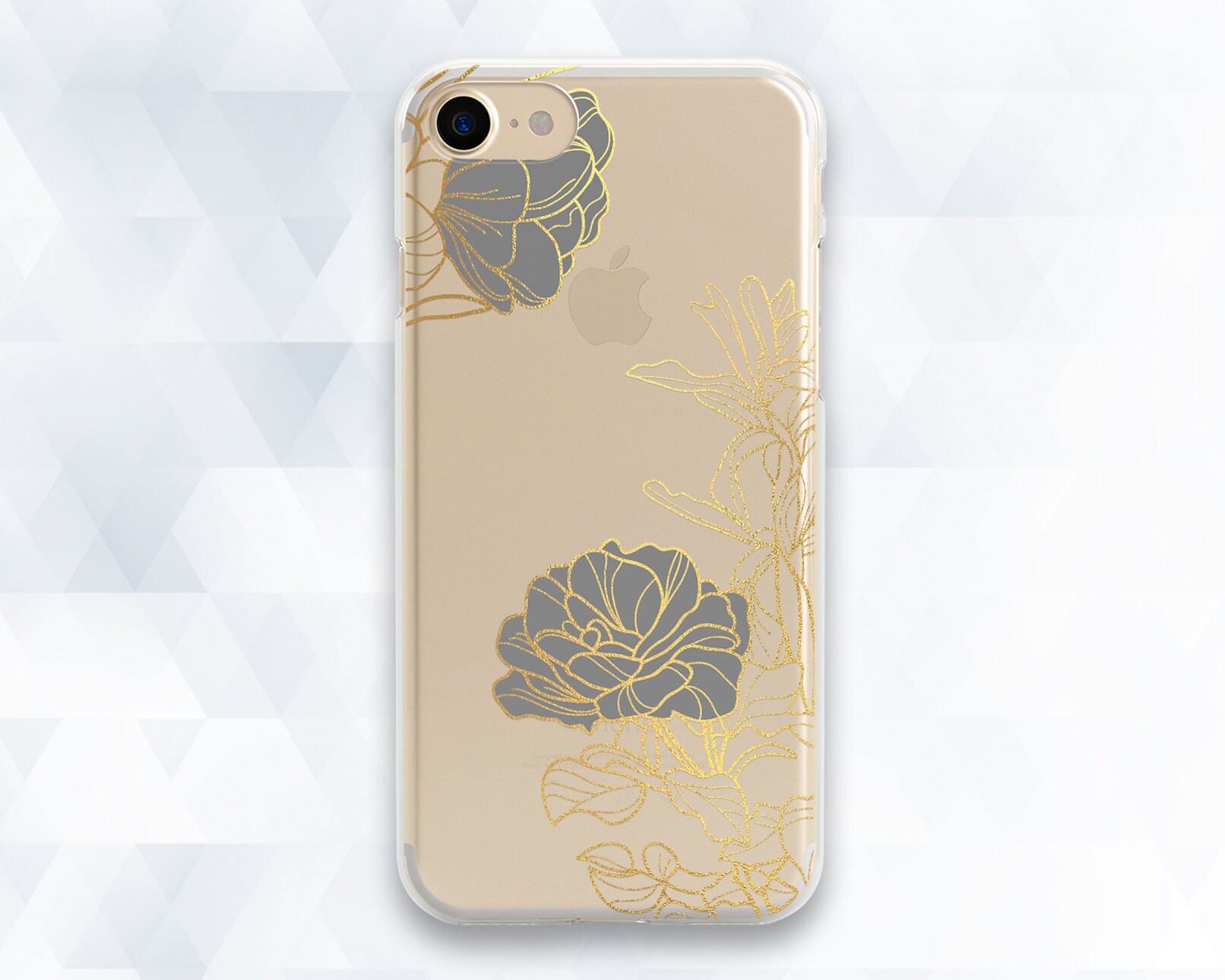Flower iPhone case Gold Rose iPhone 11 XR X 8 7 Girl Cute case | Etsy