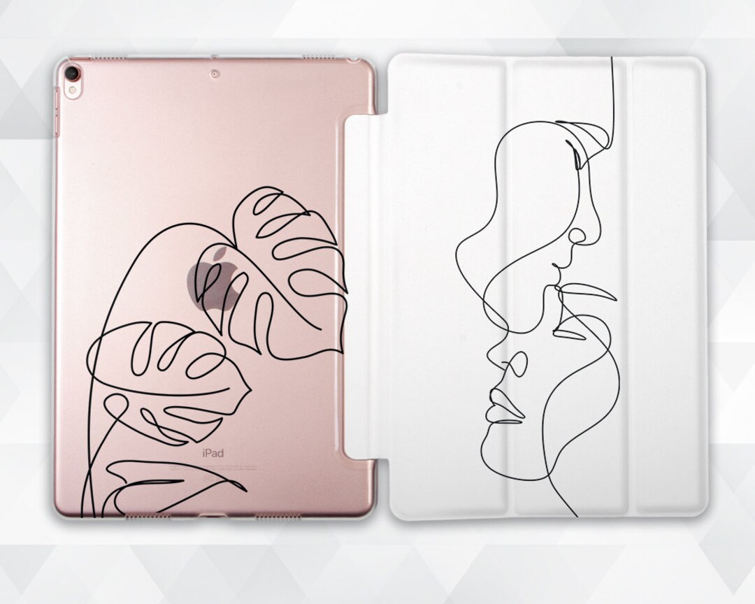 Line Art iPad Case Girls Cute iPad 9.7 10.2 Modern Floral iPad Pro 11 ...