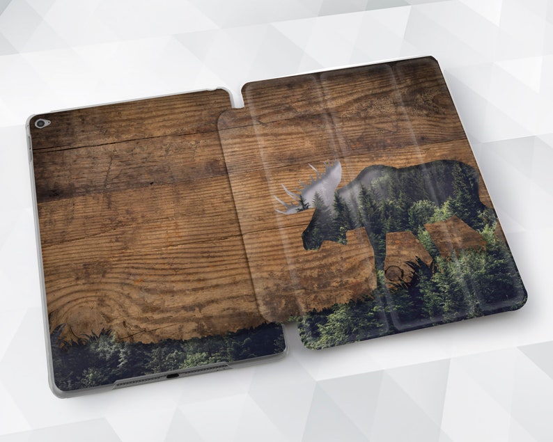 Wood iPad Case Moose Trees iPad 9.7 6th Gen 2018 Animal Men iPad Pro 11 ...