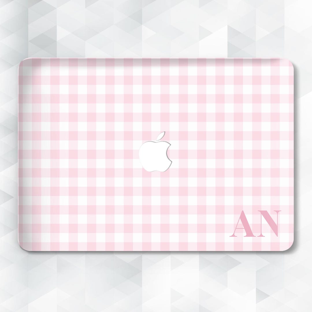 Initials MacBook Case Pink Gingham MacBook Pro 13 14 Air 13 15 Inch M2 ...
