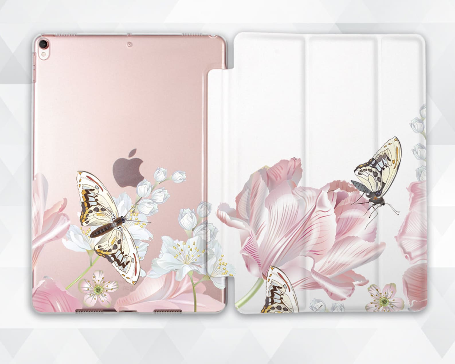 Butterfly iPad Case Girls Floral iPad 9.7 10.2 7th Pink Flowers iPad ...