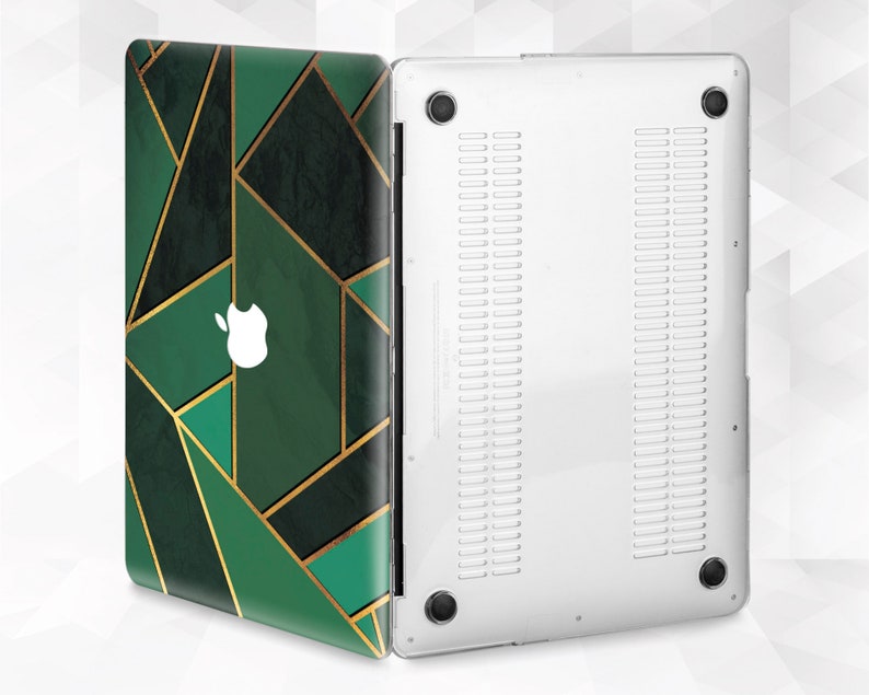 Geometric MacBook Case Green Gold MacBook Pro 13 Inch 2018 Air 13 Pro ...