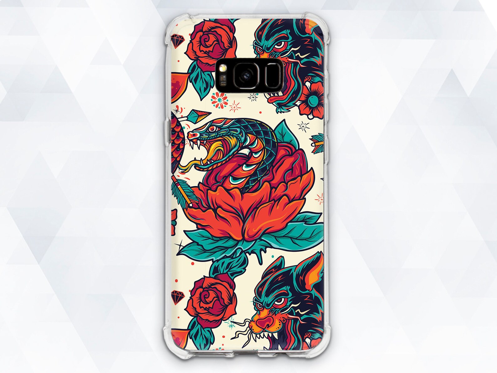 Tattoo iPhone Case Retro Men iPhone 11 Pro XR X 8 7 Art Roses Case for ...