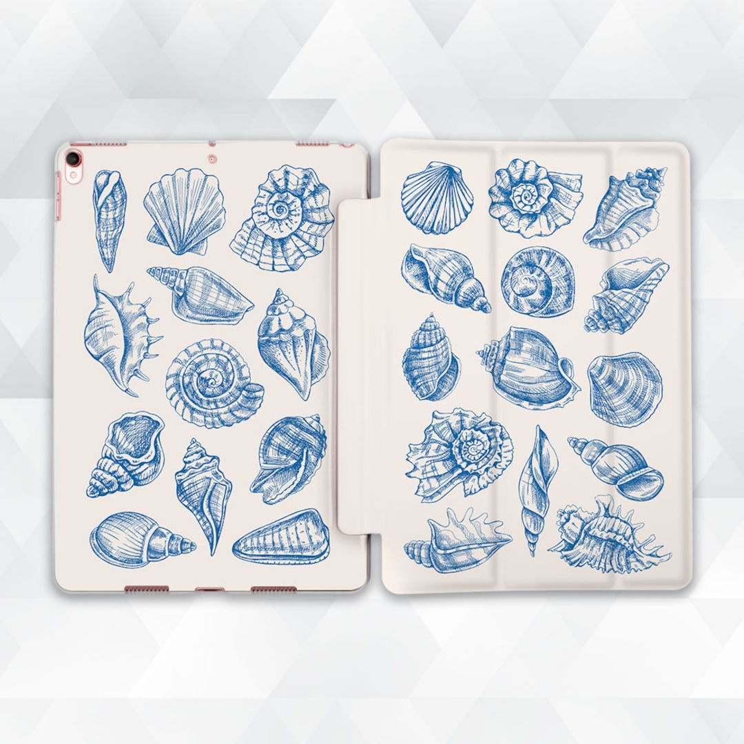 Ocean iPad Case Blue Shells iPad Air 5th iPad 10th 9th Pro 12.9 11 10.2 ...