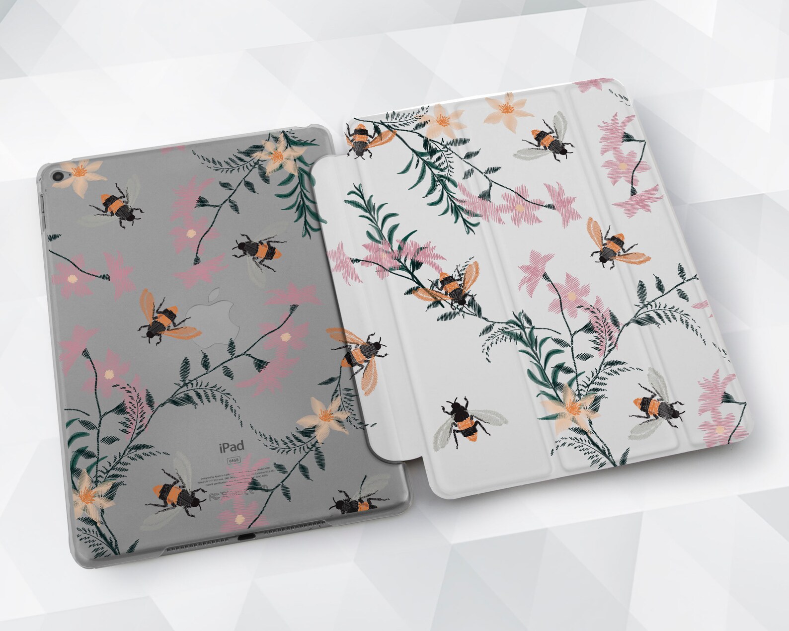 Bee iPad Case 6th Gen Floral Girl iPad 9.7 2018 Cute Flowers iPad Pro ...