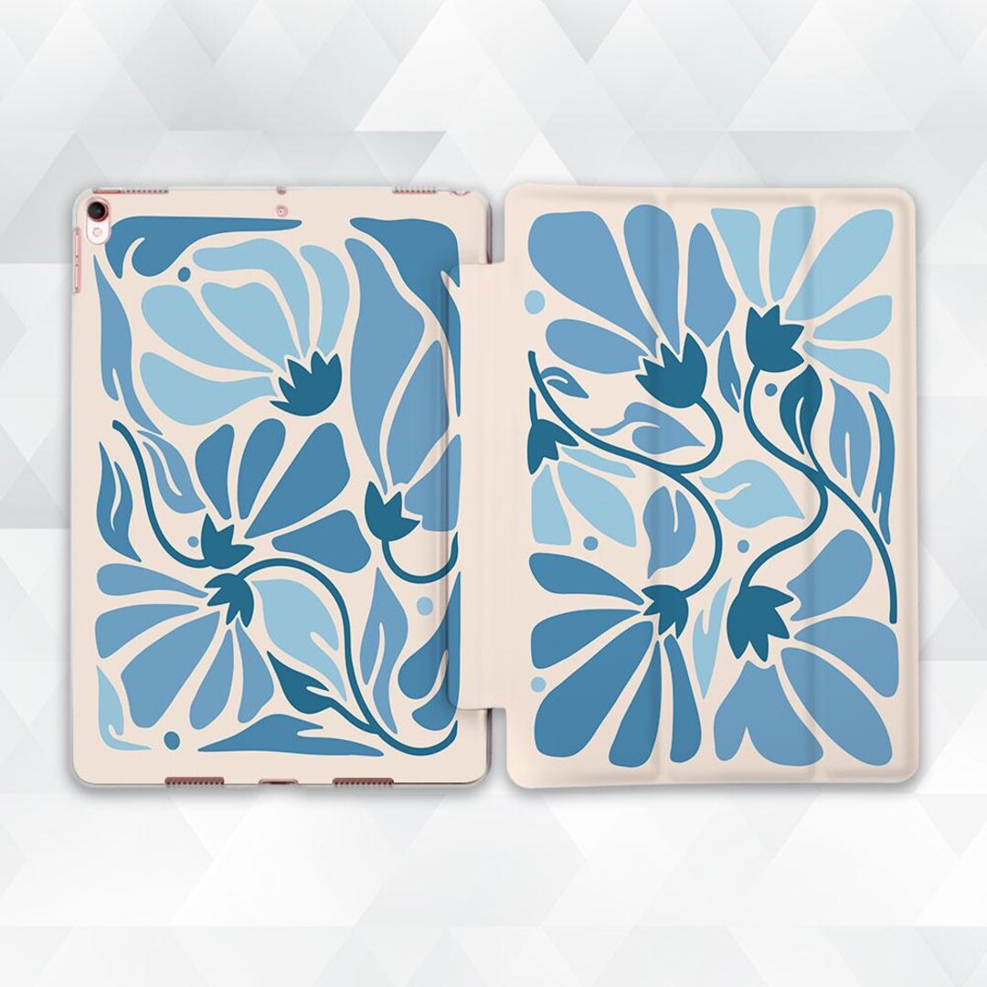 Cute iPad Case Blue Flowers iPad Air 5th iPad 10th 9th Pro 12.9 11 10.2 ...