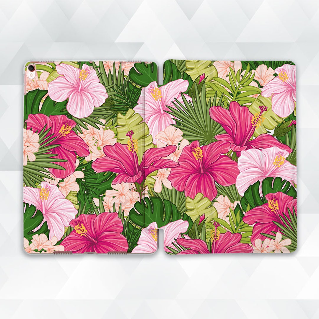 Floral iPad Case Hawaiian Flowers iPad Air 5th iPad 10th 9th Pro 12.9 ...