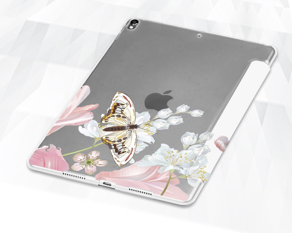Butterfly iPad Case Girls Floral iPad 9.7 10.2 7th Pink Flowers iPad ...