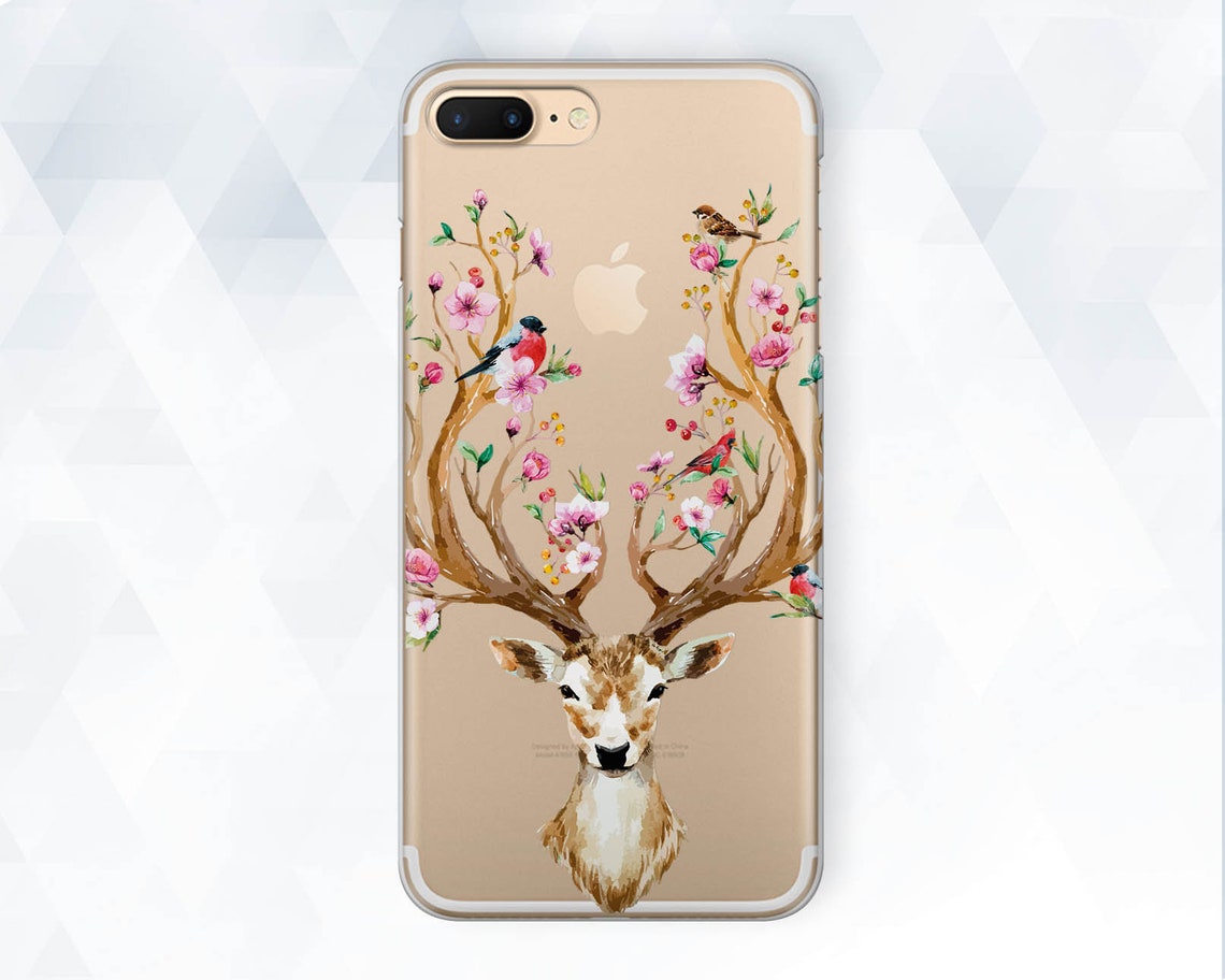 Deer iPhone case Girl Cute iPhone XR Xs Max 8 7 Flowers Floral | Etsy