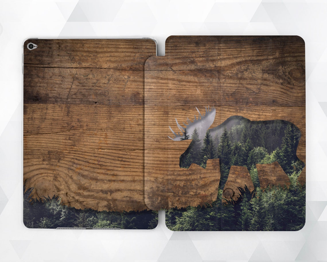 Wood iPad Case Moose Trees iPad 9.7 6th Gen 2018 Animal Men iPad Pro 11 ...