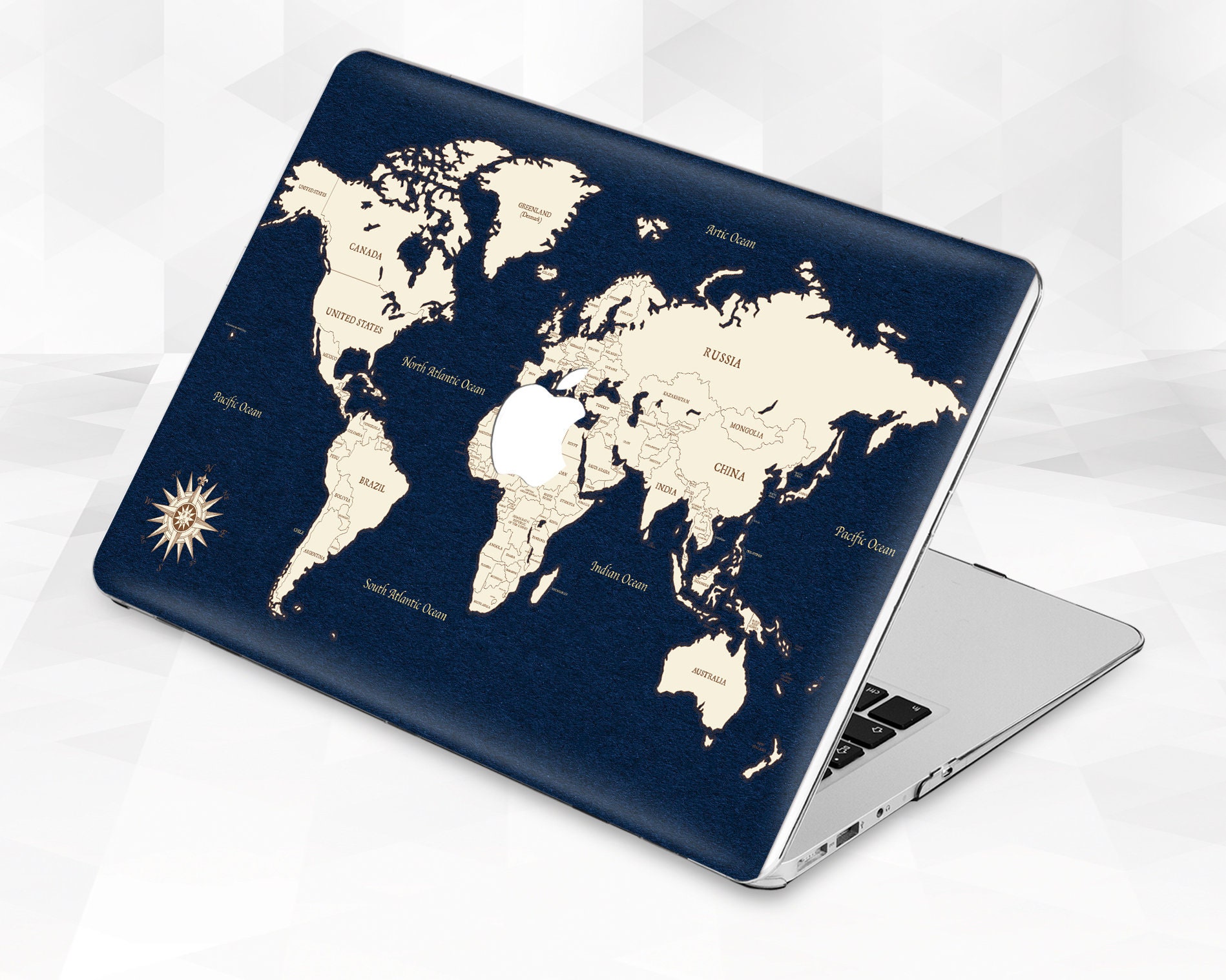 World Map MacBook Case Navy Vintage MacBook Pro 13 16 Air 13 Pro 15 Men ...