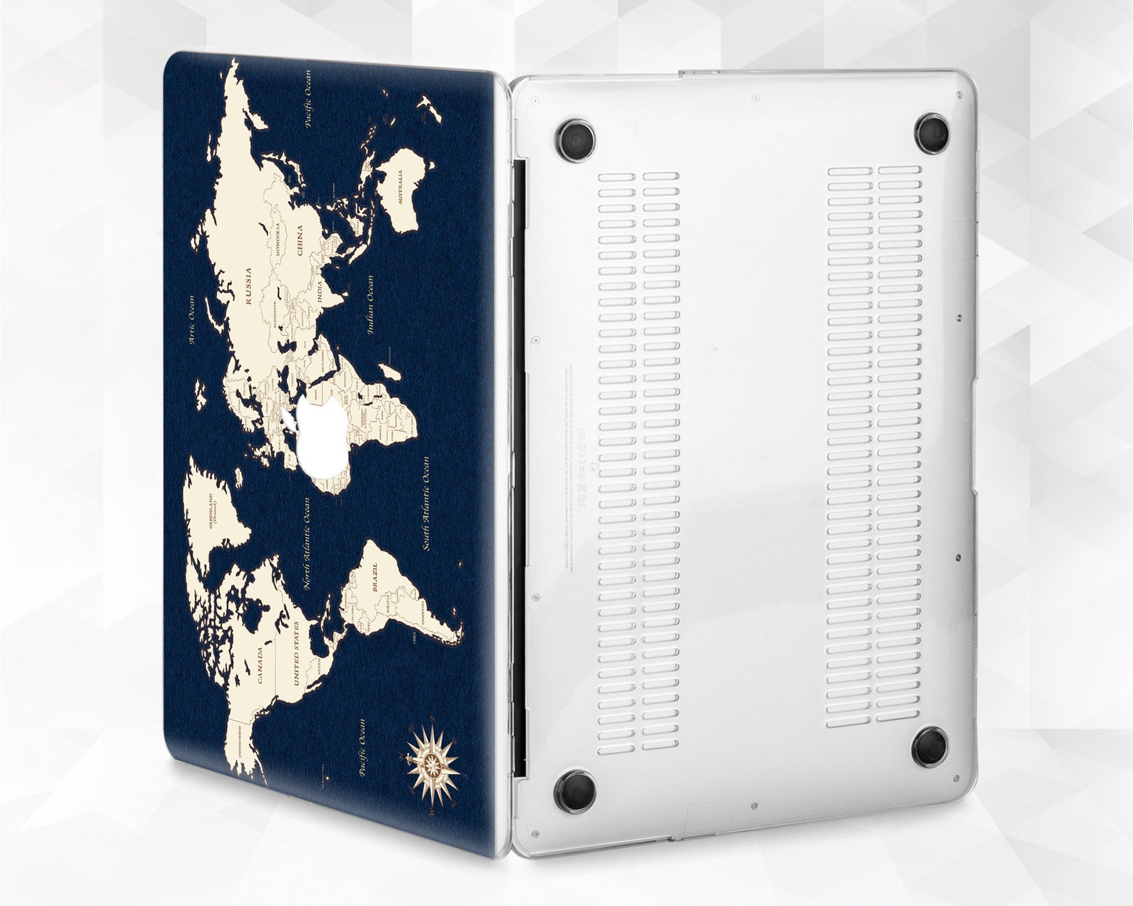 World Map MacBook Case Navy Vintage MacBook Pro 13 16 Air 13 Pro 15 Men ...