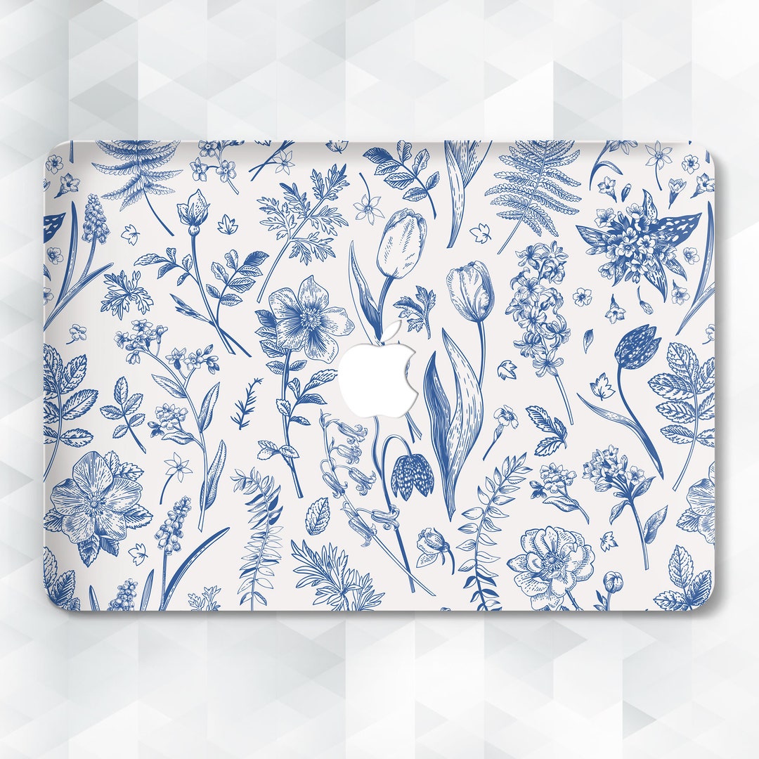Aesthetic MacBook Case Blue Flowers MacBook Pro 13 14 Air 13 M2 M1 Air ...