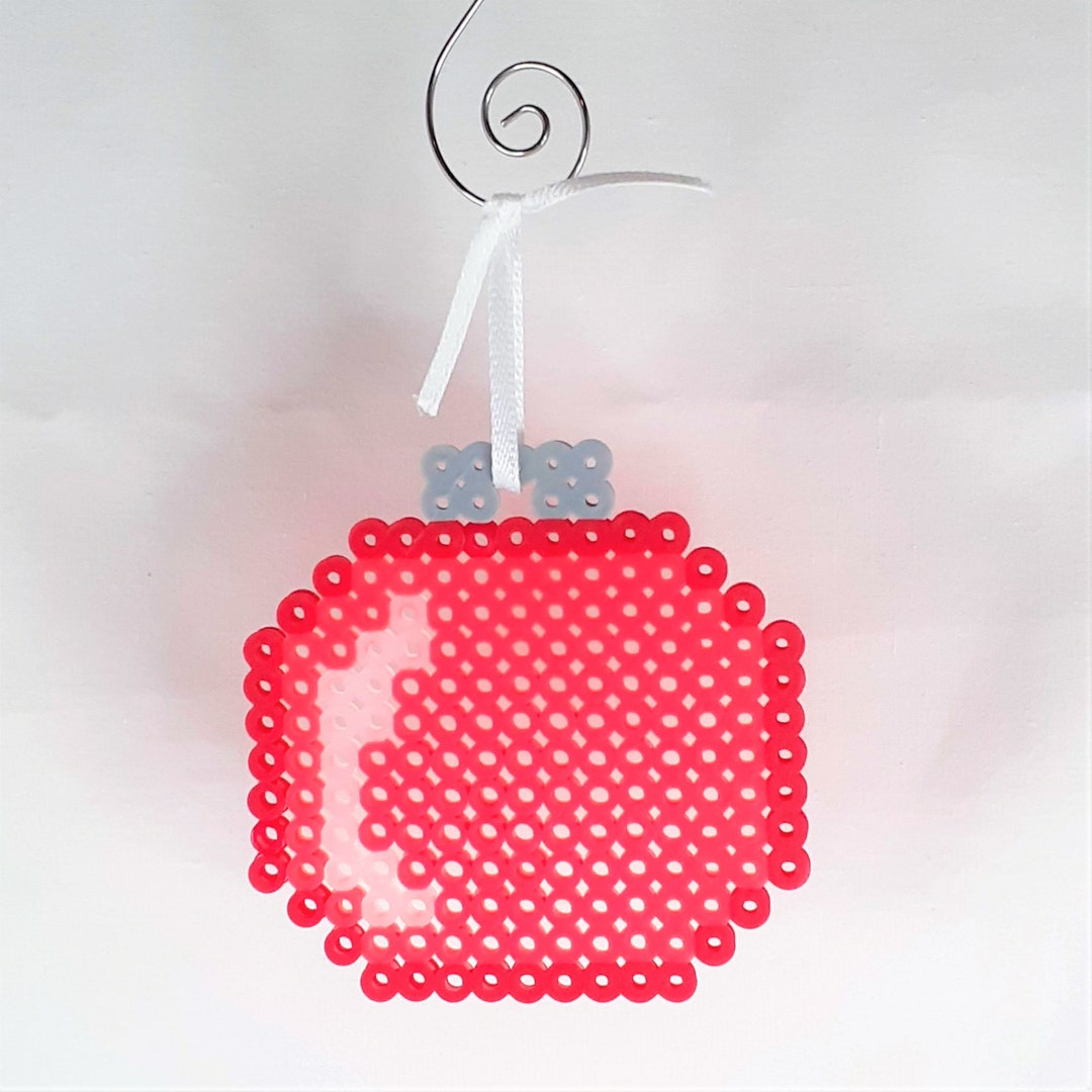 Red Perler Bead Stringed Ornament - Etsy