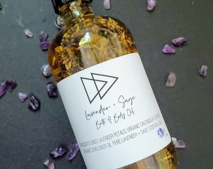 Floral Body Oil. Lavender Sage Infused Body Oil. - Etsy