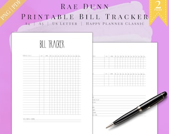 Printable Bill Tracker Page for Planner, US Letter, A4, A5, Insert ...
