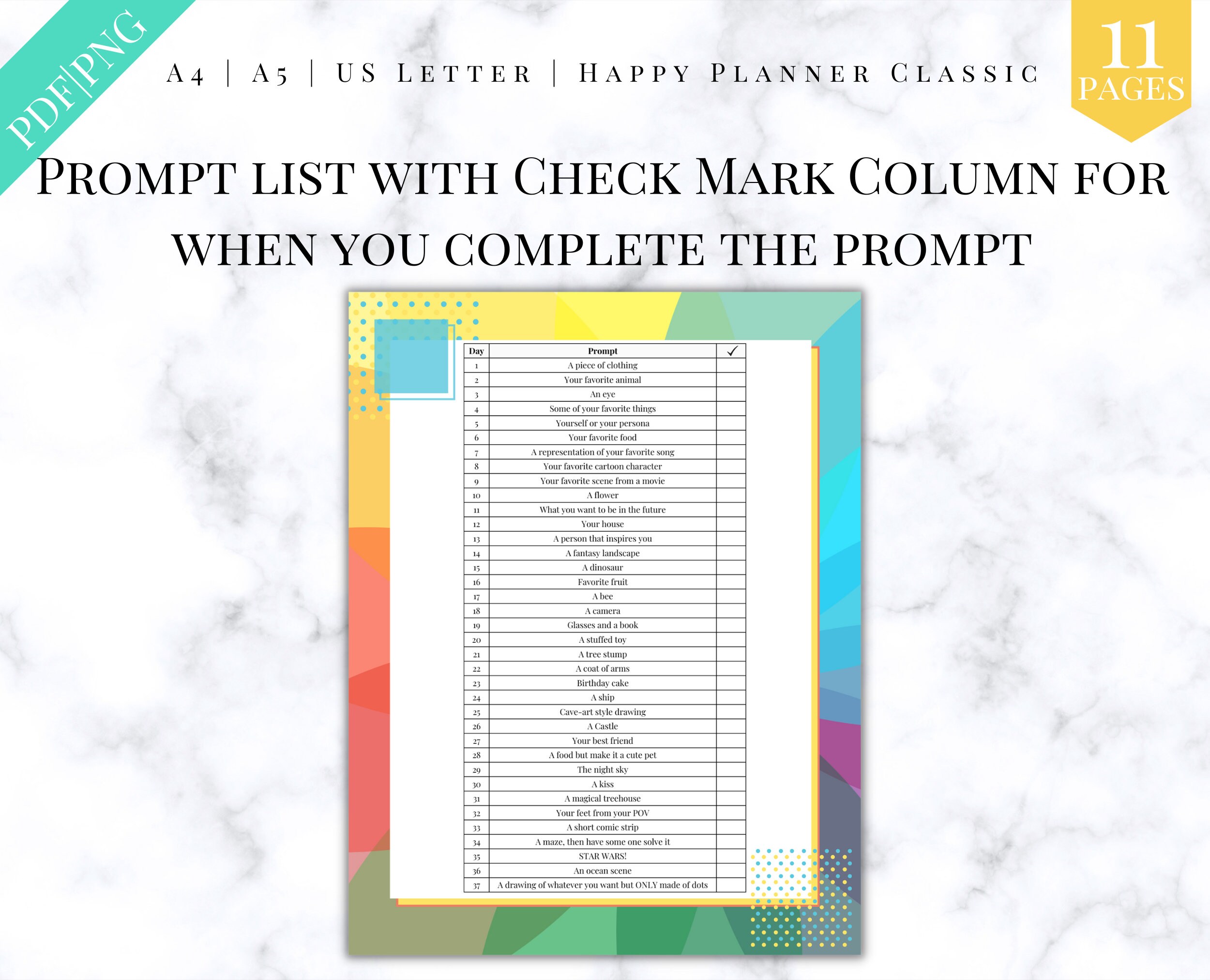 Printable List of 365 Days of Art Drawing/sketching/painting Prompts ...