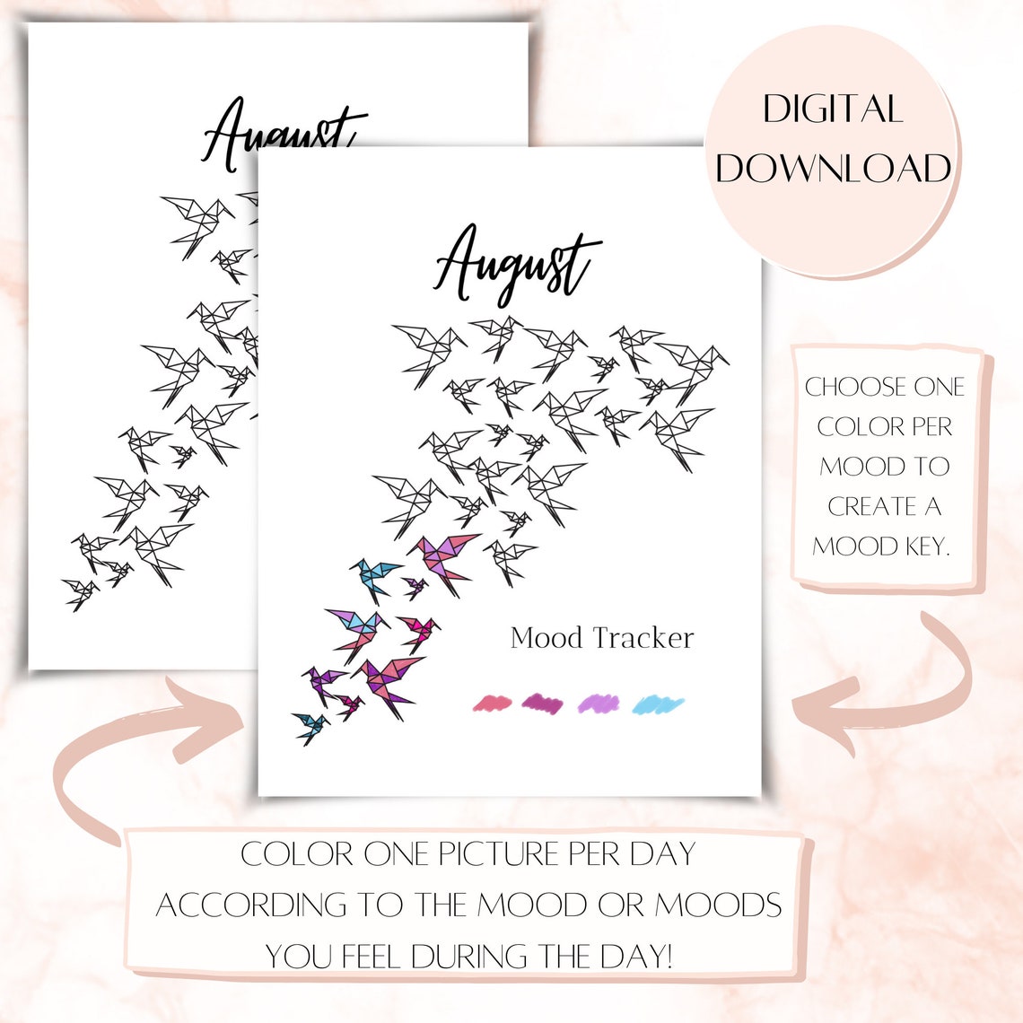 Mood Tracker Printable Bundle, Bullet Journal Mood Log, 2 Year Mood ...