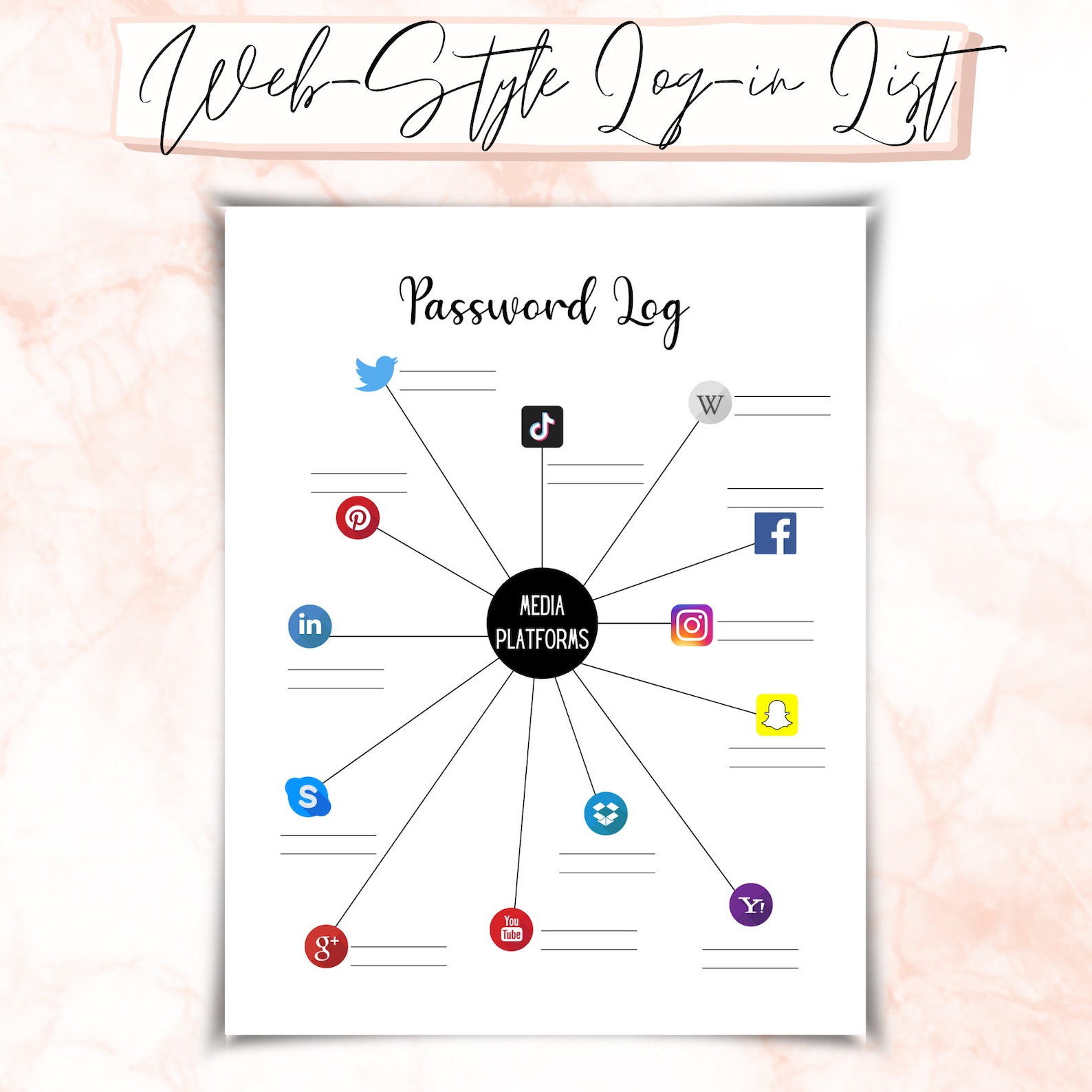 Printable Social Media Password Keeper, Log-in Tracker, Password List ...