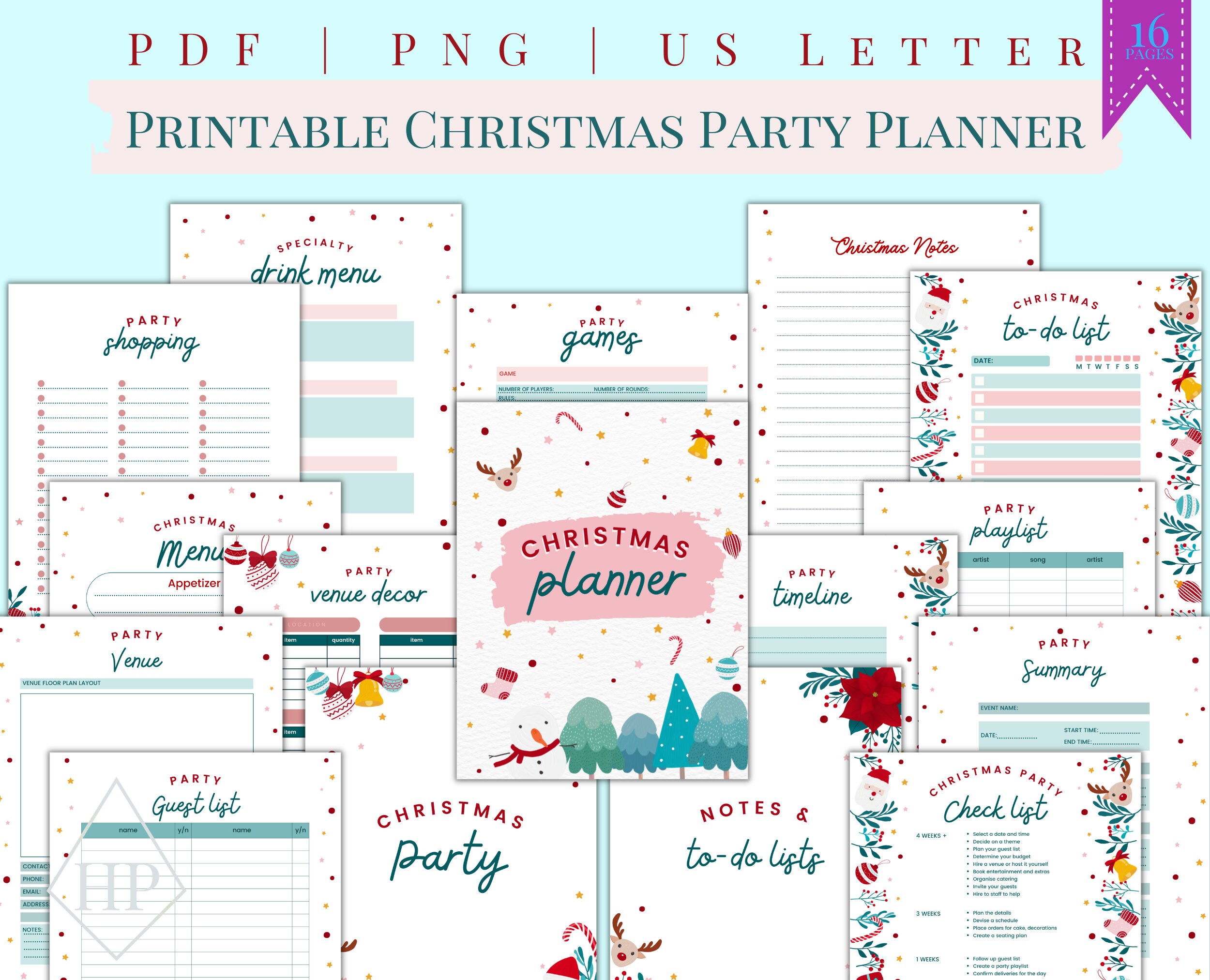 Printable Christmas Party Planner, Event Agenda, PDF, US Letter ...