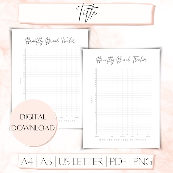 Printable Monthly Mood Tracker Grid Modern Elegant Simple | Etsy