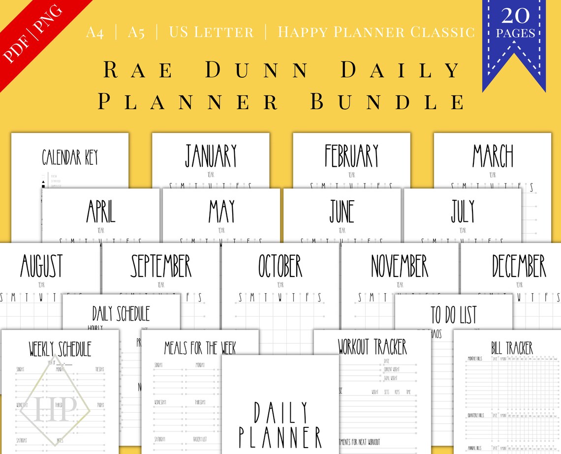 Printable Rae Dunn Daily Planner Bundle Month Financial - Etsy