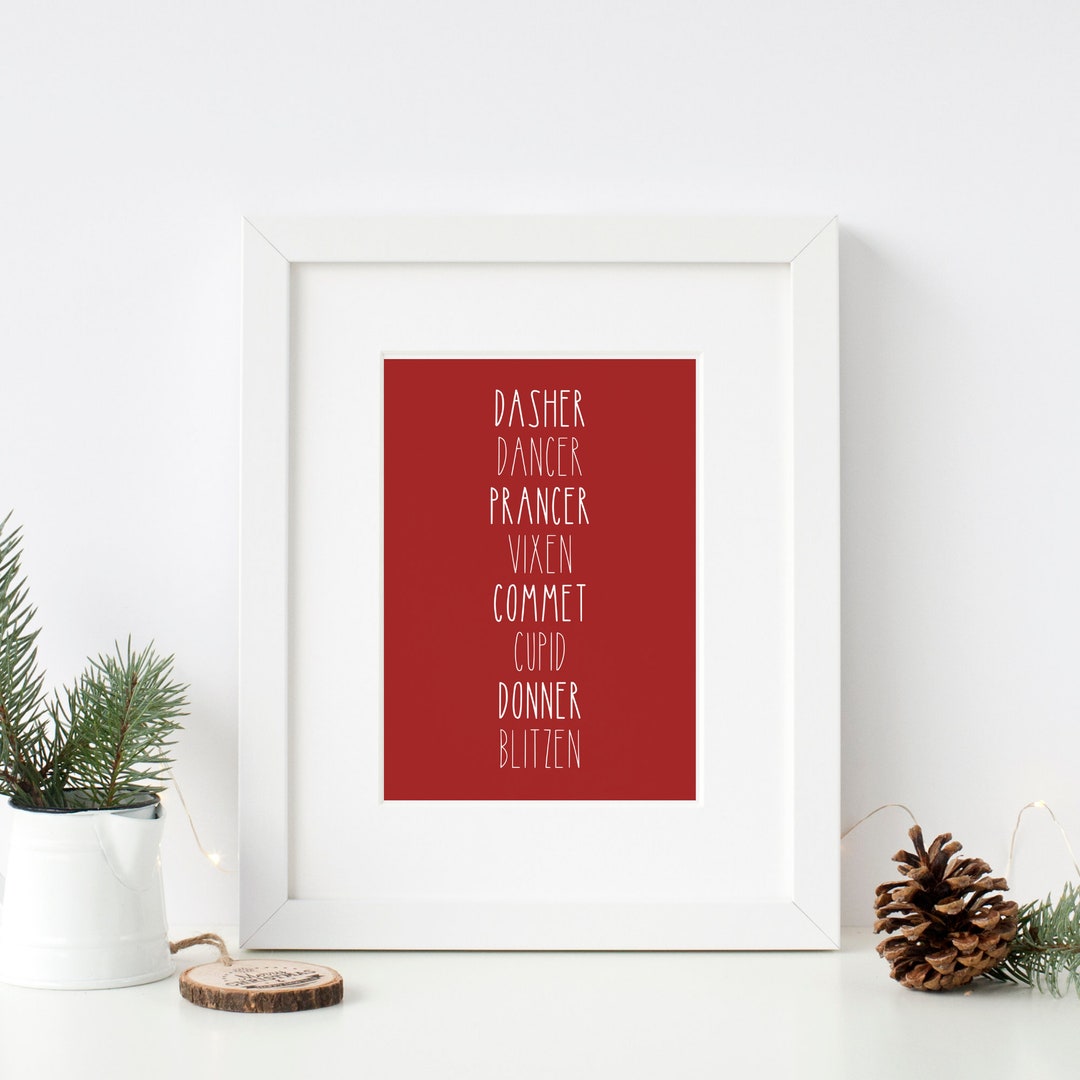 Printable Reindeer Rae Dunn Wall Art, Christmas Art, Santa's Deer ...