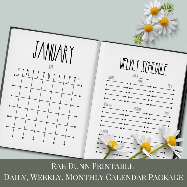 Printable Rae Dunn Daily Planner Bundle Monthly Planner | Etsy