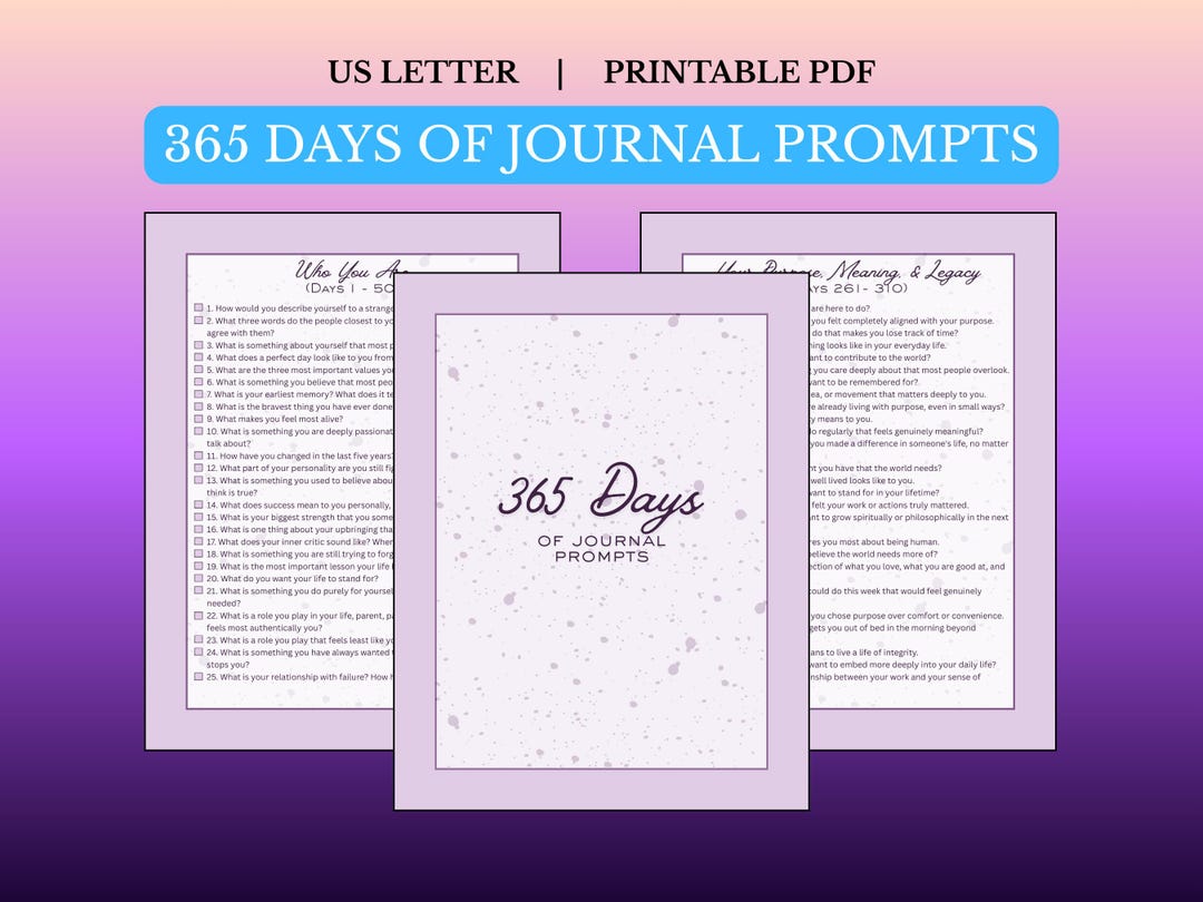 365 Deep Journal Prompts, Self Discovery, Self Reflection (PDF Download ...